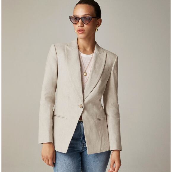 J. Crew | Jackets & Coats | Jcrew Alexandra Blazer Stretch Linen Blend ...